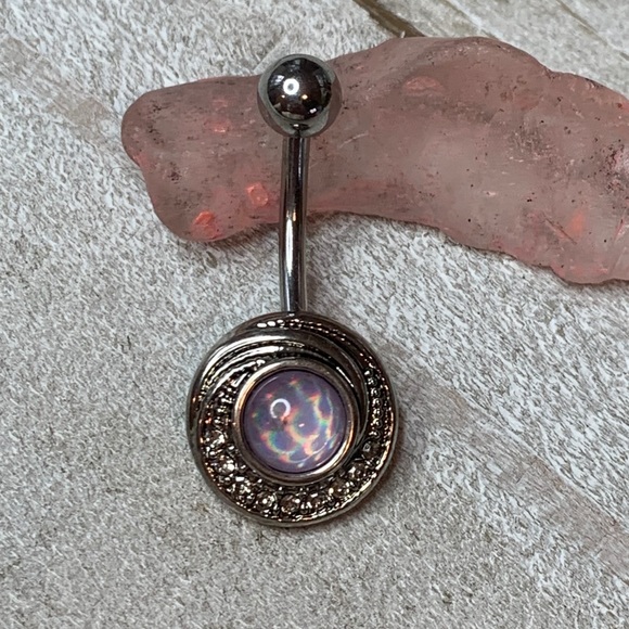 Jewelry | Purple Illuminating Stone Belly Button Navel Ring 14 Gauge ...